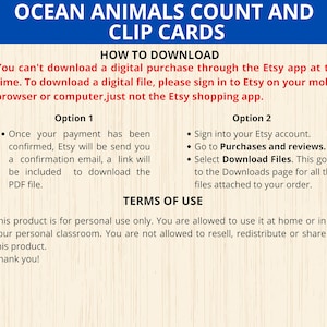 Ocean Animal Count and Clip Cards,numbers 1-20,ocean Animals Flashcards ...