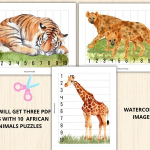 African Animal Number Puzzle, Numbers 1-10,african Animals Montessori ...