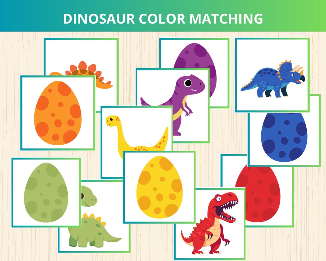 Dinosaur Color Match,dinosaur Preschool Activity,color Sorting Game ...