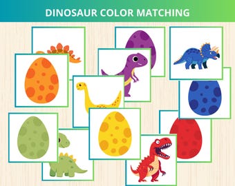 Dinosaur Color Match,dinosaur Preschool Activity,color Sorting Game ...