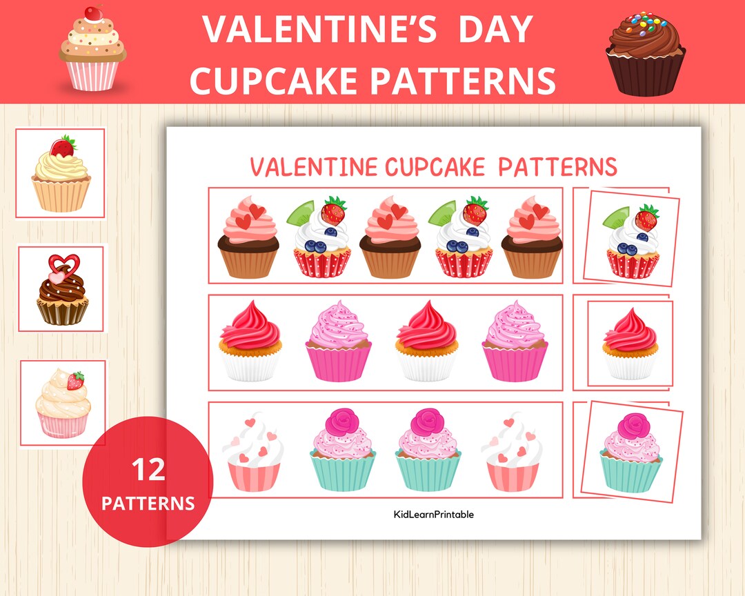 Cupcake Patterns,whats Comes Next,pattern Sequencing,valentine ...