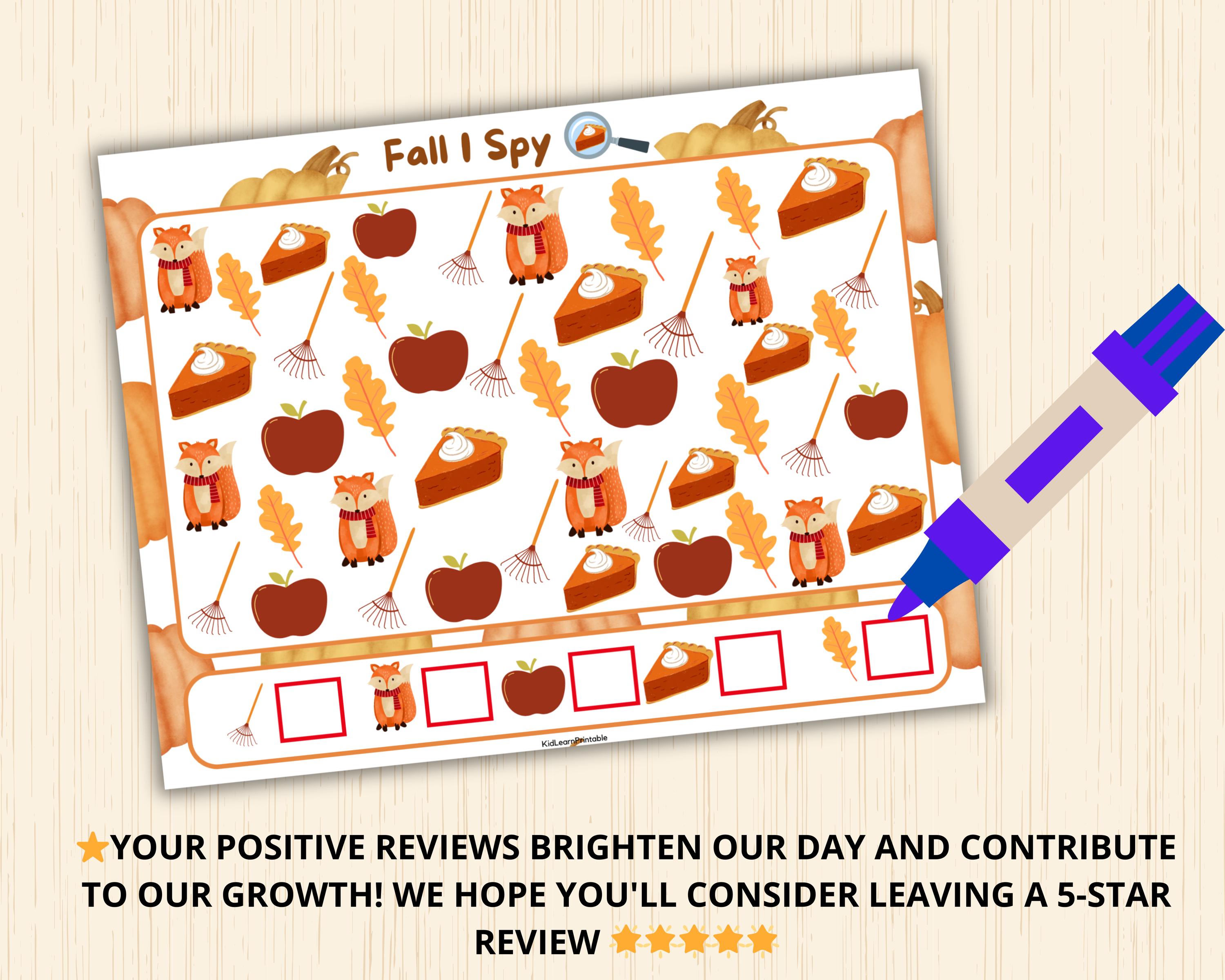 I Spy Fall,fall I Spy Game,autumn I Spy,autumn Activity,count 10 ...