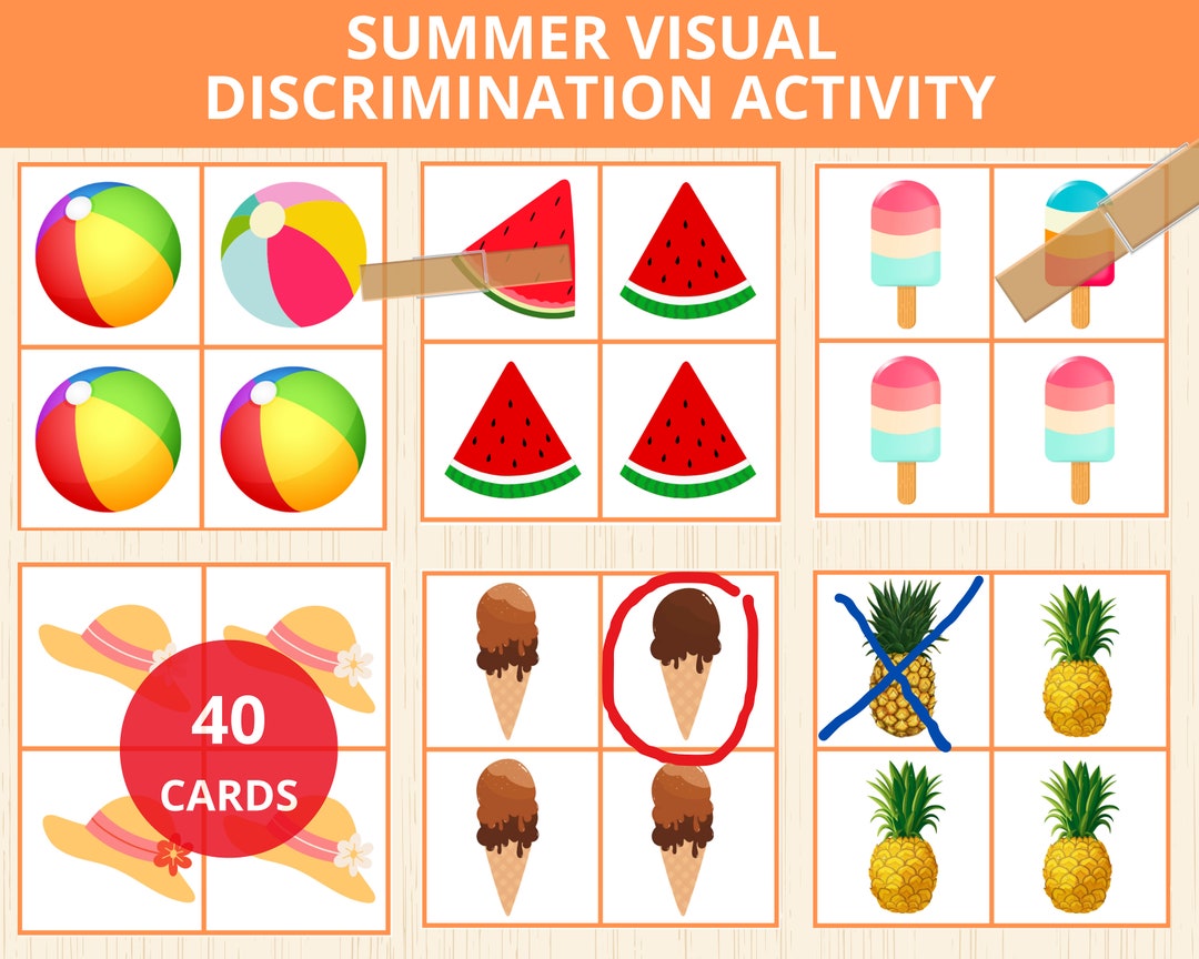 Summer Visual Discrimination,summer Clip Card,preschool,find the ...