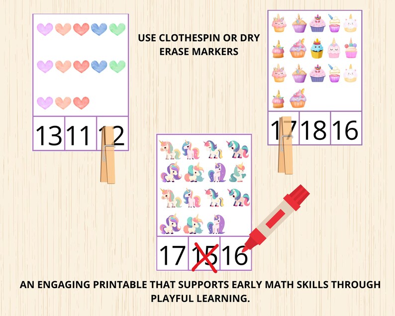 Unicorn Count and Clip Cards,unicorn Math Activity,unicorn Activity ...