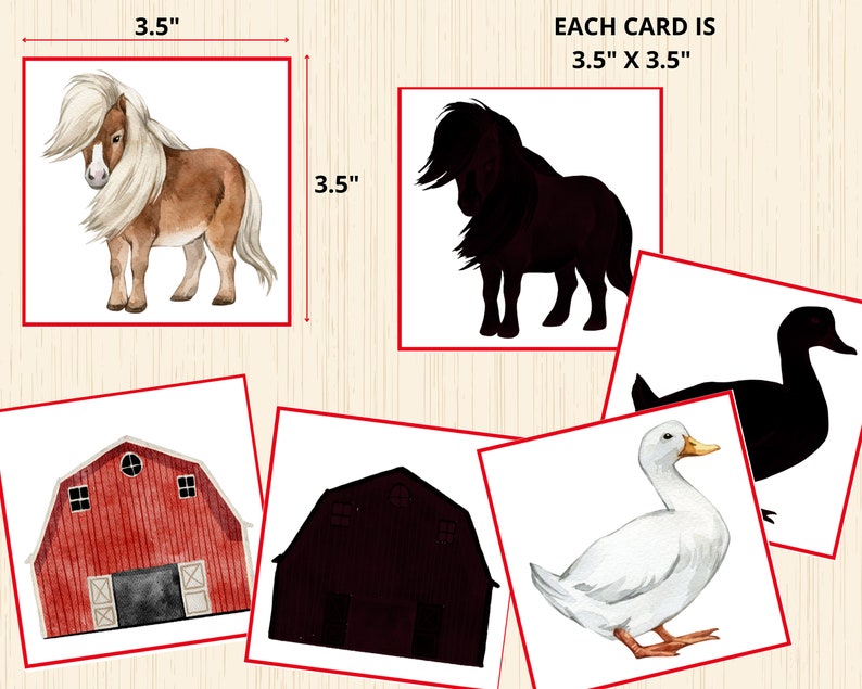 Farm Animal Shadow Matching Cards, Farm Animal Activity,montessori Farm ...
