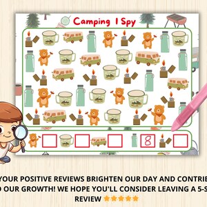 Camping I Spy Counting Activity,look and Find,summer I Spy,camping Busy ...