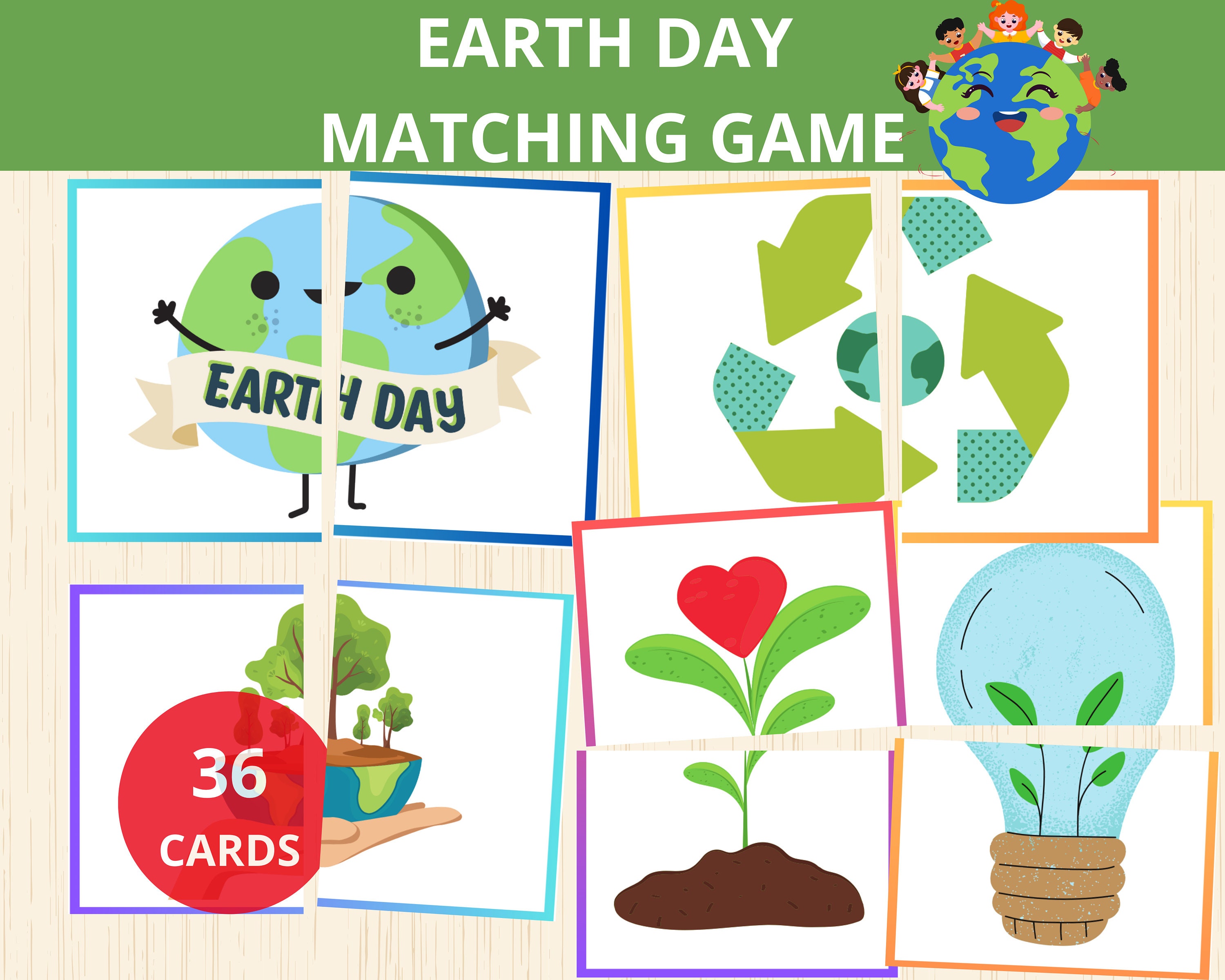 Earth Day Matching Game,earth Day Puzzles, Matching Activity, Game for ...
