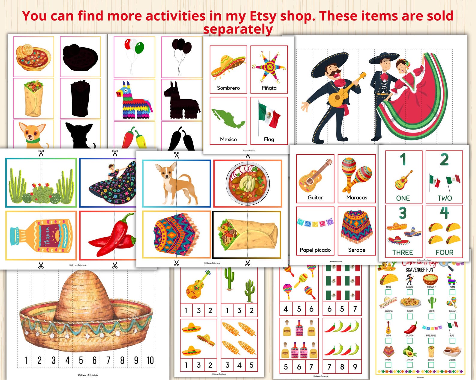 Cinco De Mayo Matching Game,preschool Activity,montessori,matching ...