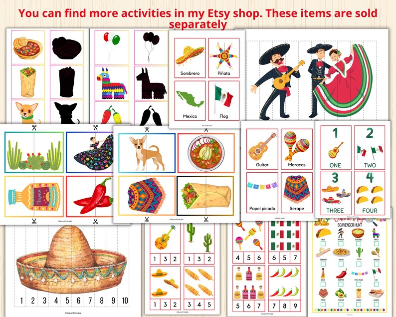 Cinco De Mayo Matching Game,preschool Activity,montessori,matching ...