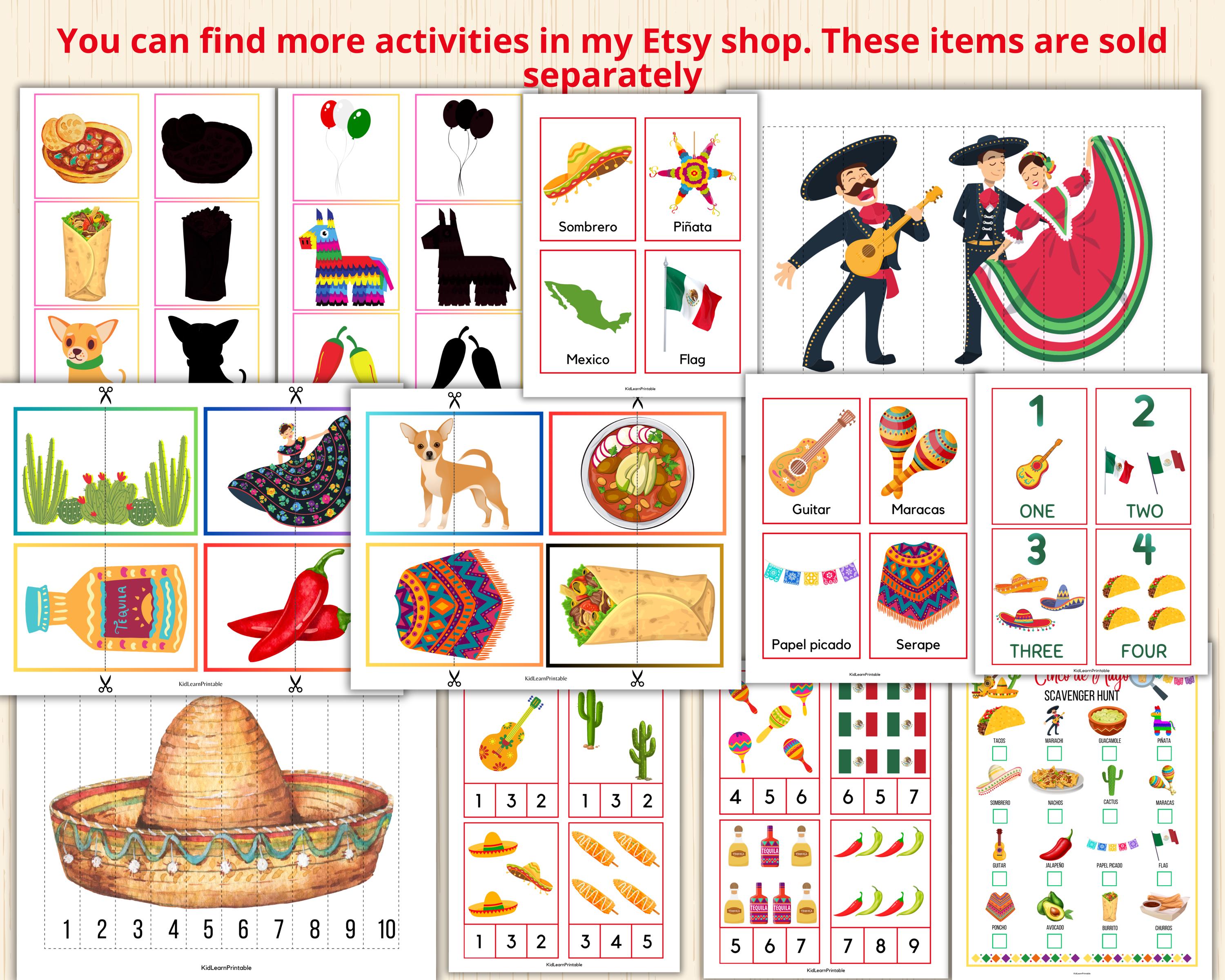 Cinco De Mayo Matching Game,preschool Activity,montessori,matching ...