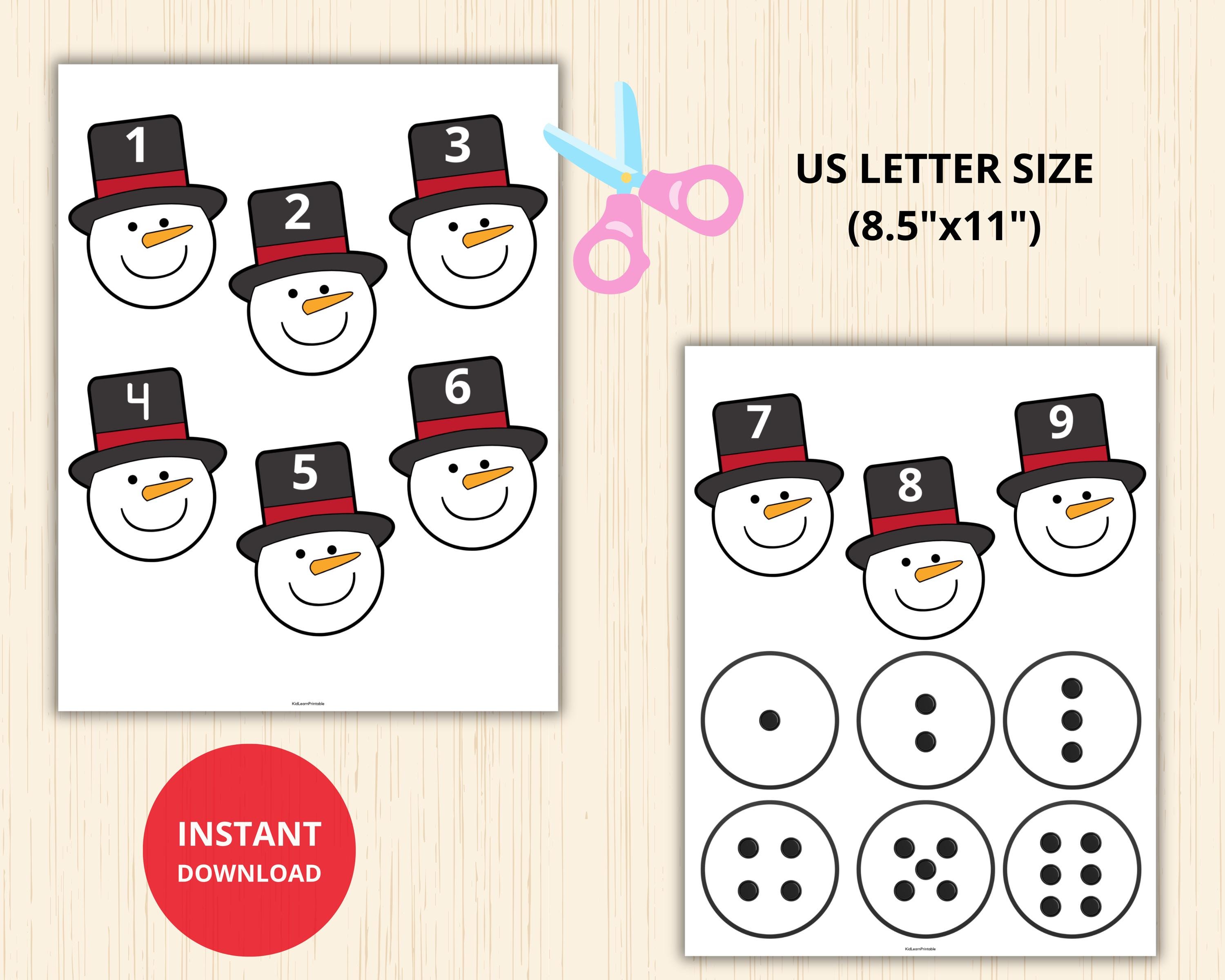 Snowman Number Activity,winter Math Activity,snowman Counting Game ...