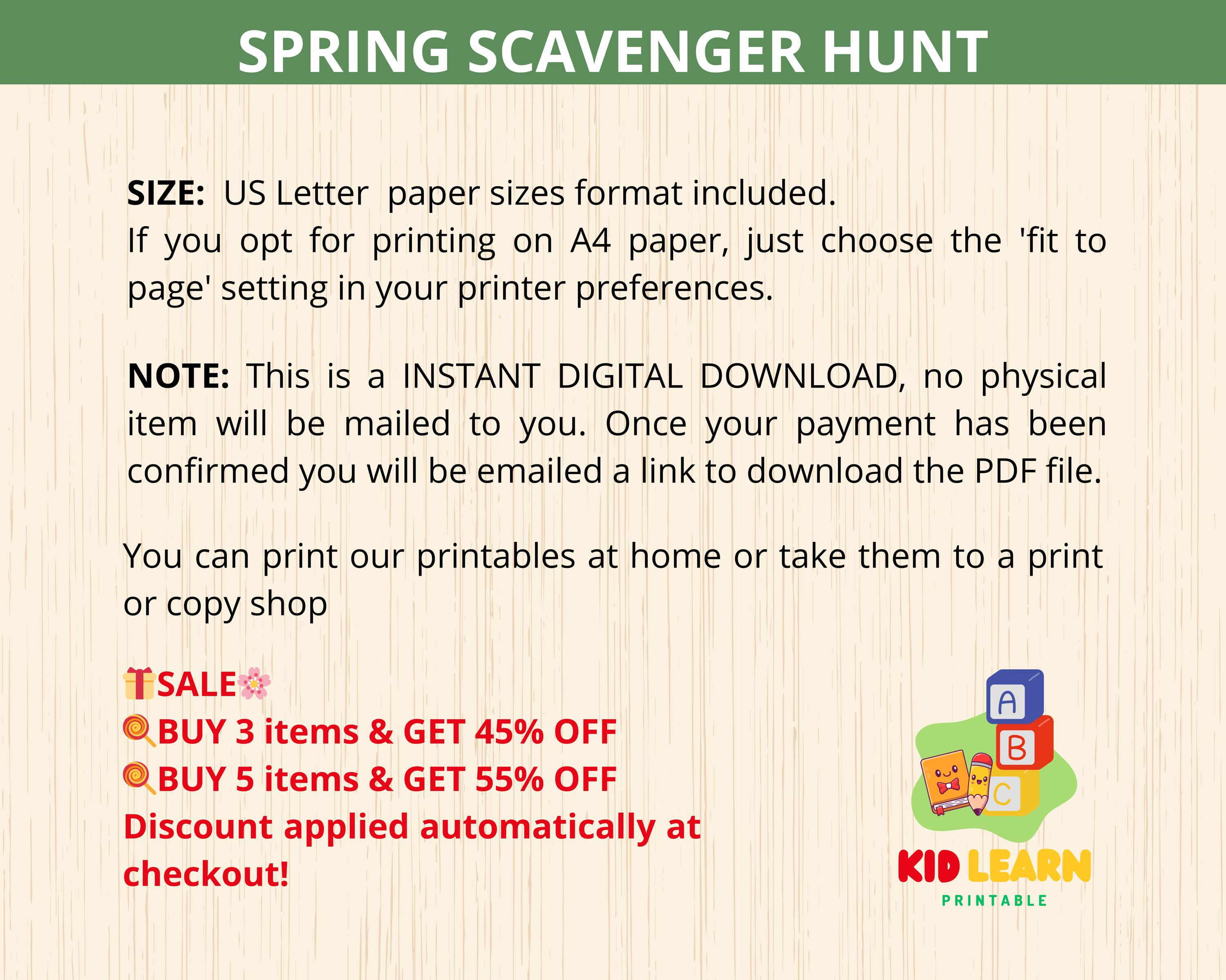 Spring Scavenger Hunt,spring Treasure Hunt Game for Kids,indoor Outdoor ...
