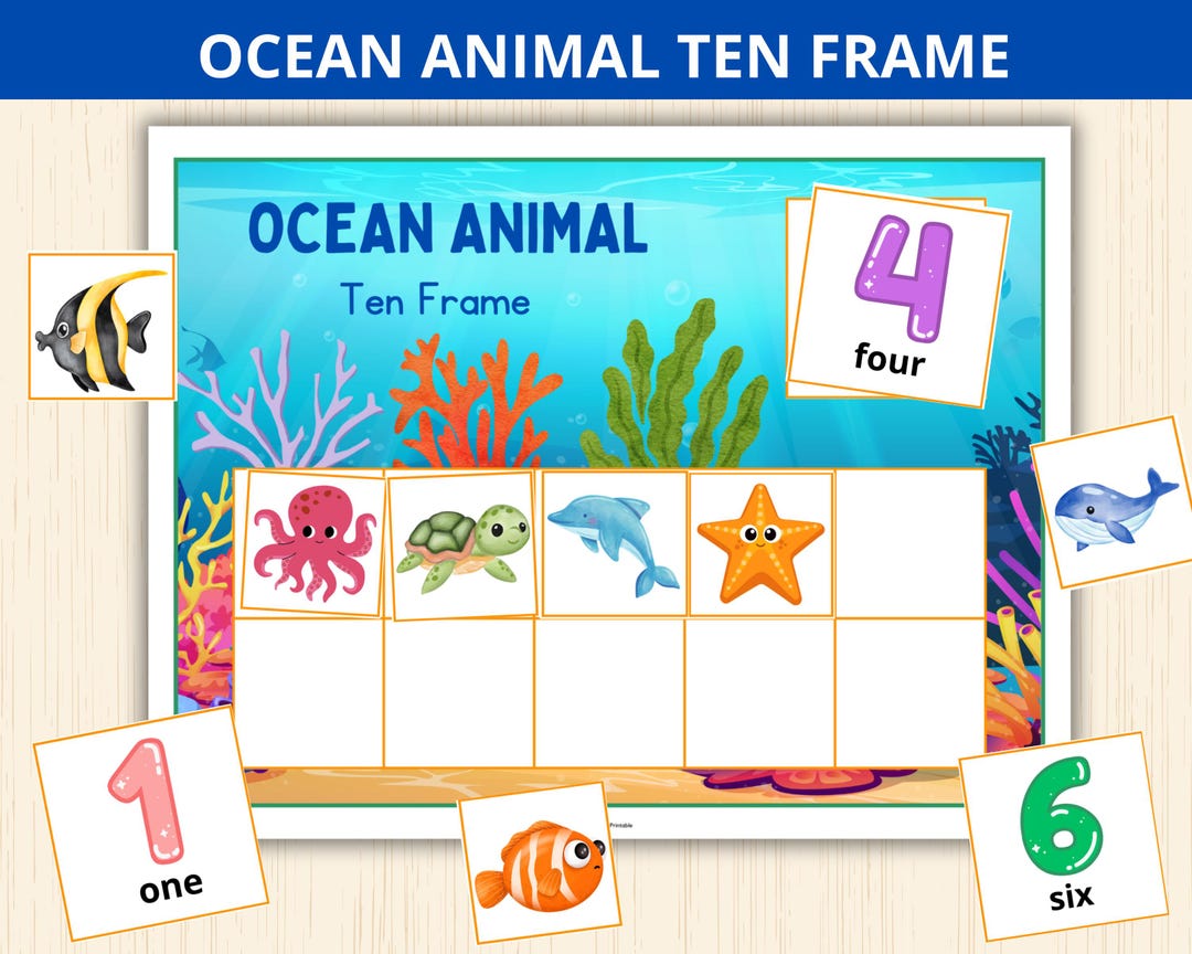 Ocean Animal Ten Frames,sea Animal Counting,ocean Numbers 1-10,summer ...