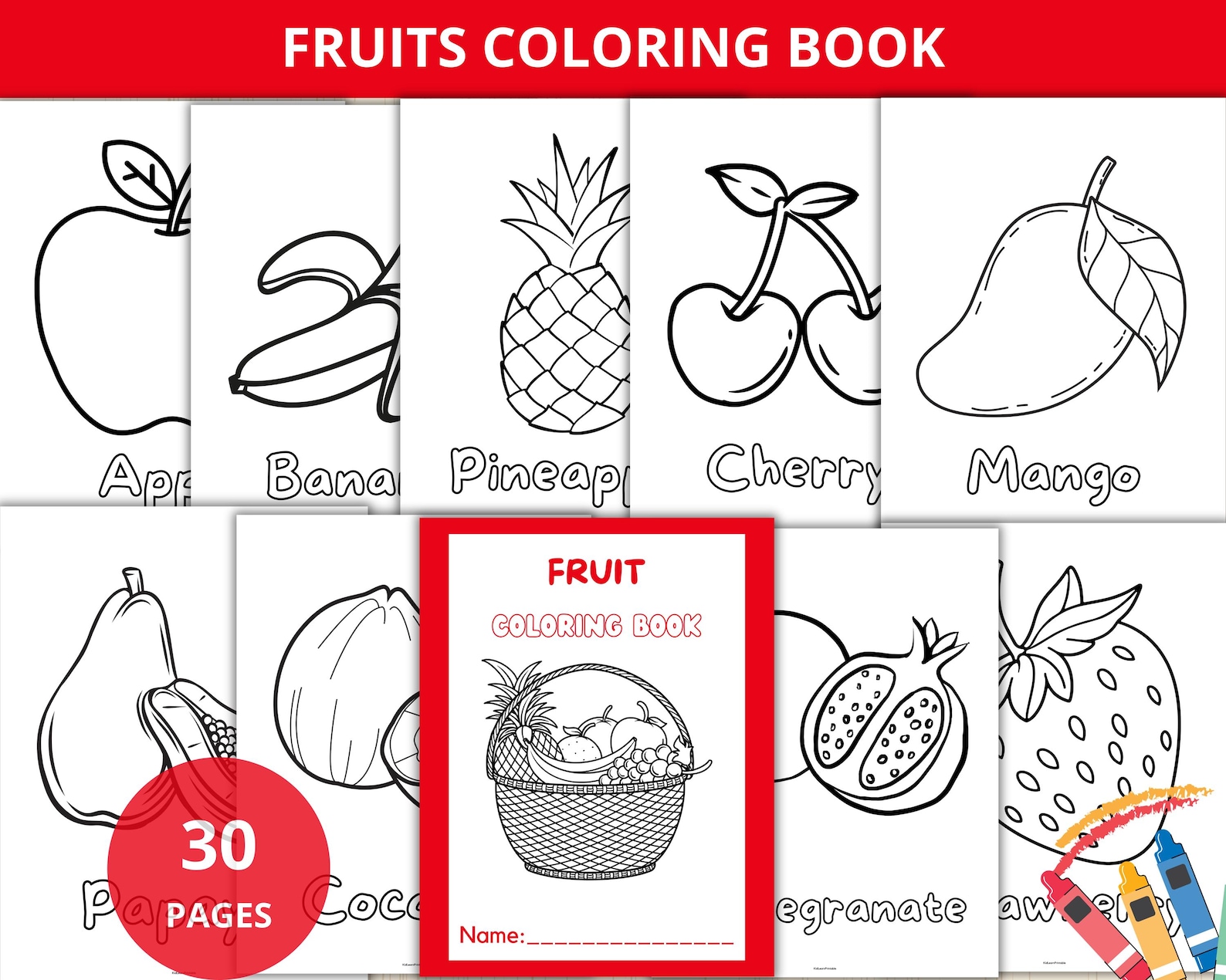 Fruit Coloring Pages,fruit Coloring Book,fruit Coloring Worksheet ...