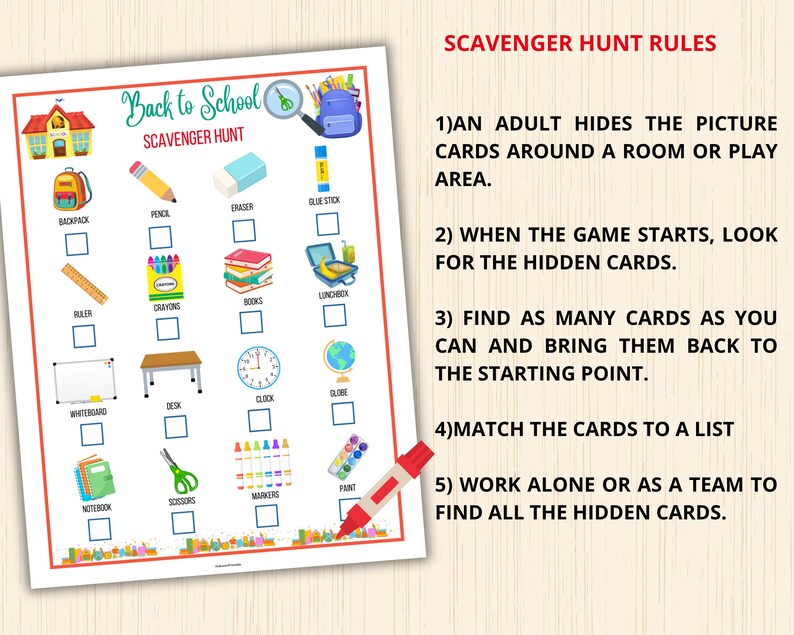 Back to School Scavenger Hunt,classroom Scavenger Hunt,classroom ...