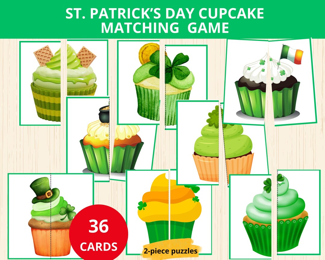 St Patricks Matching Activity,cupcake Matching Game,st. Patricks Day ...