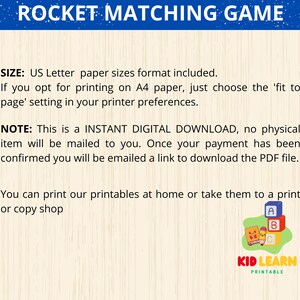 Space Matching Game,rockets Matching Activity,solar System Game, Space ...