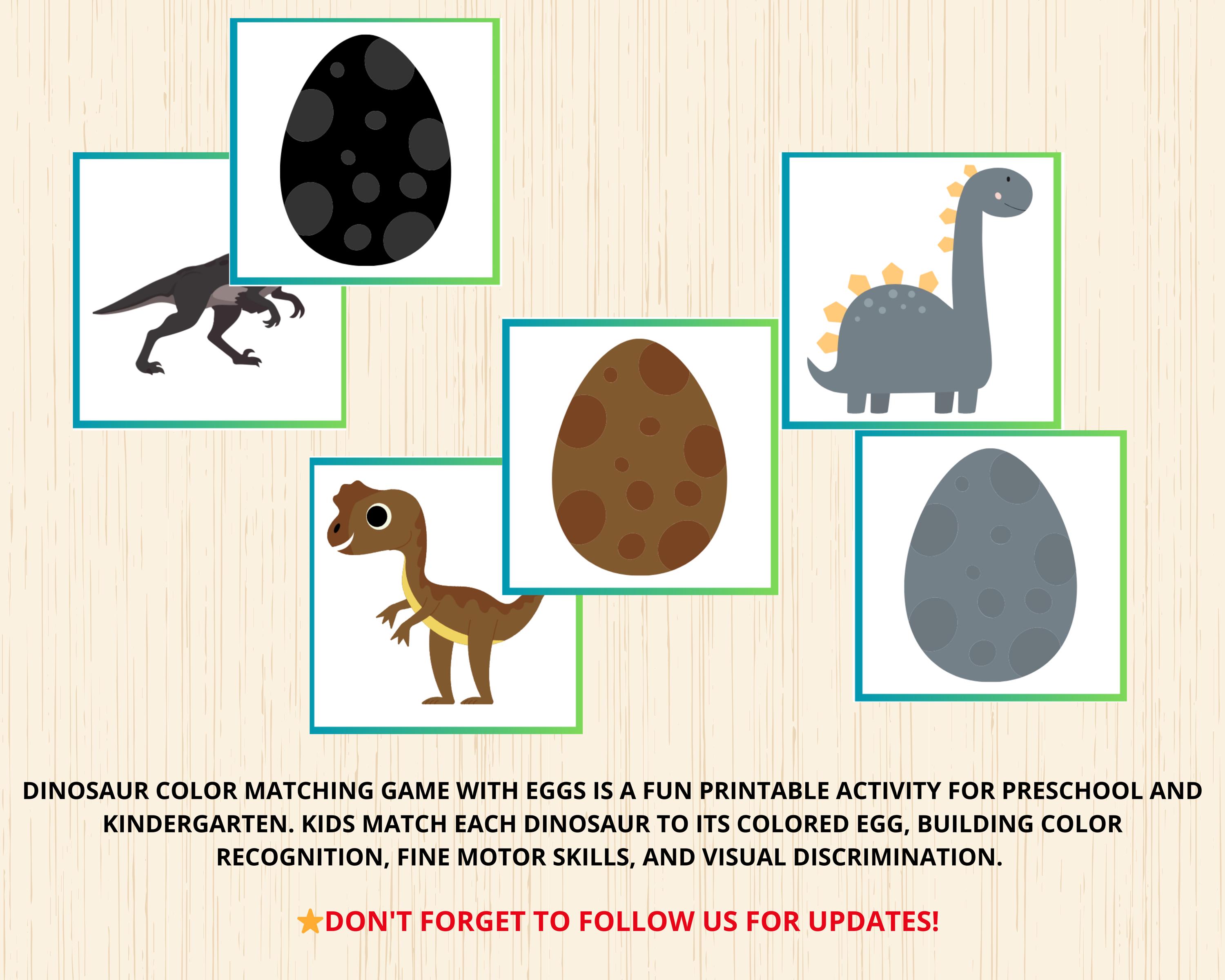 Dinosaur Color Match,dinosaur Preschool Activity,color Sorting Game ...