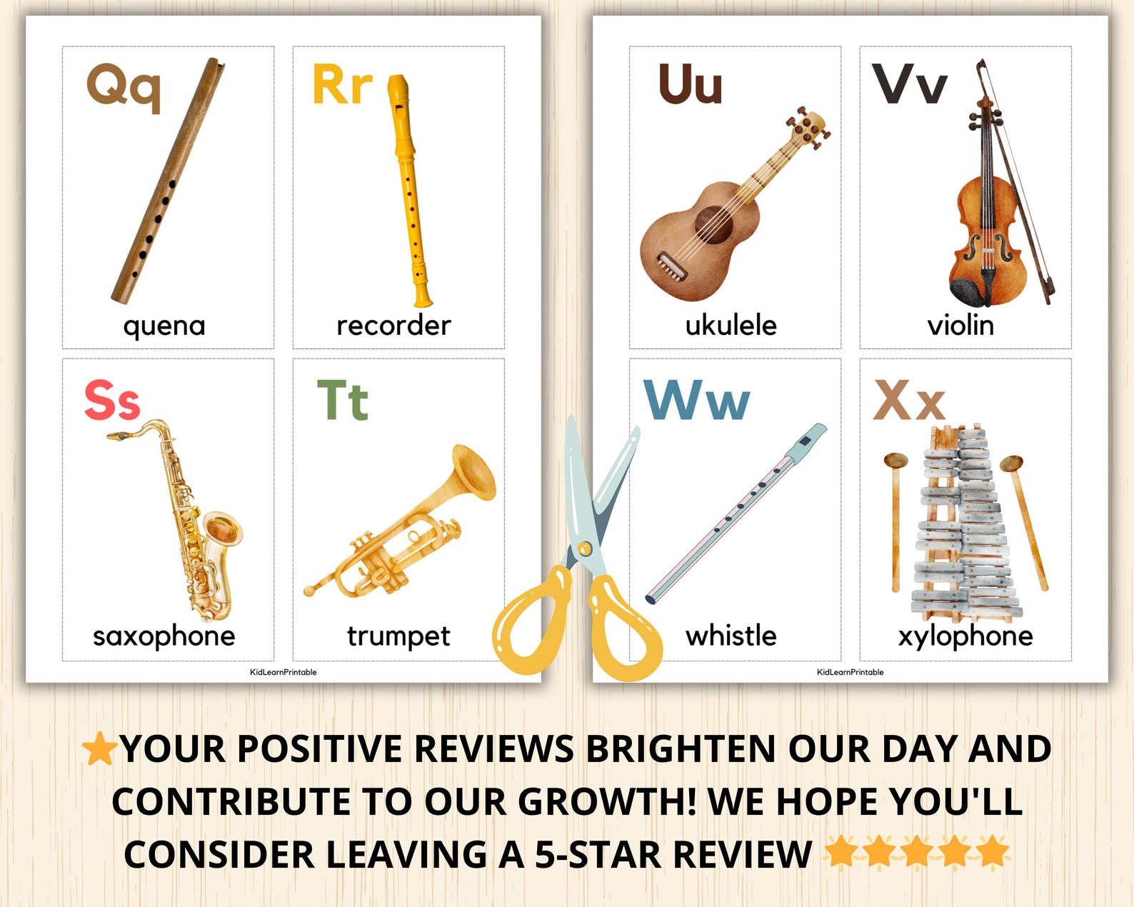 Musical Instruments Alphabet Cards,music Instruments Flashcards,music ...