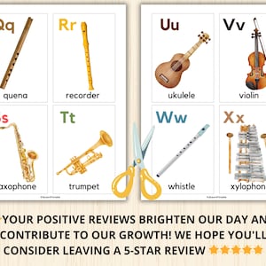 Musical Instruments Alphabet Cards,music Instruments Flashcards,music ...
