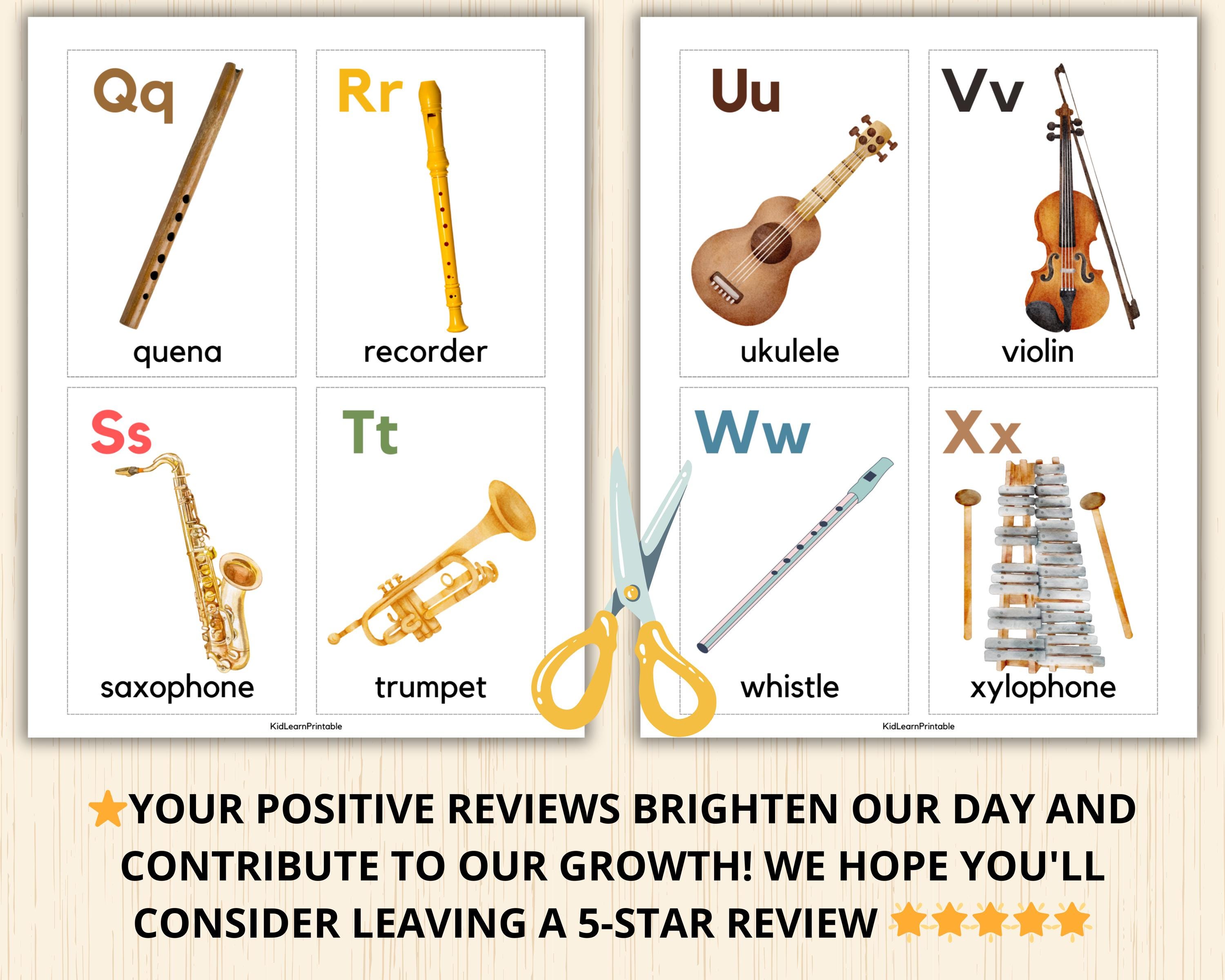 Musical Instruments Alphabet Cards,music Instruments Flashcards,music ...
