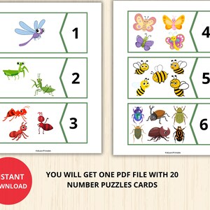 Insect Number Matching,spring Puzzle,counting Activity,preschool,number ...