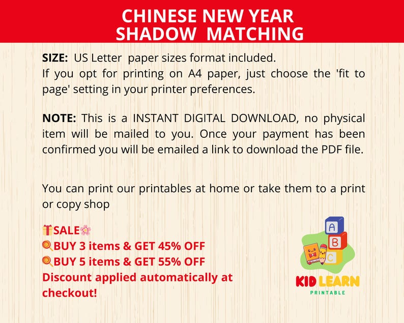 Chinese New Year Shadow Matching,matching Activity,lunar New Year ...