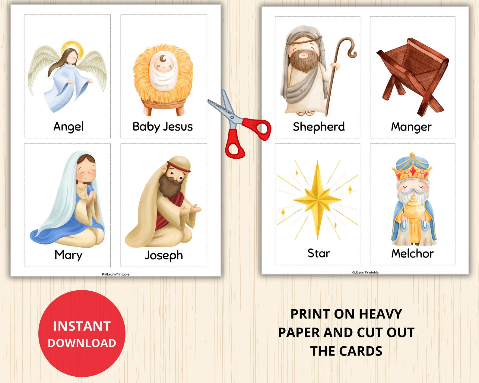 Nativity Flashcards for Kids,nativity Story Cards,nativity Scene Kids ...