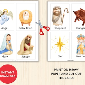 Nativity Flashcards for Kids,nativity Story Cards,nativity Scene Kids ...