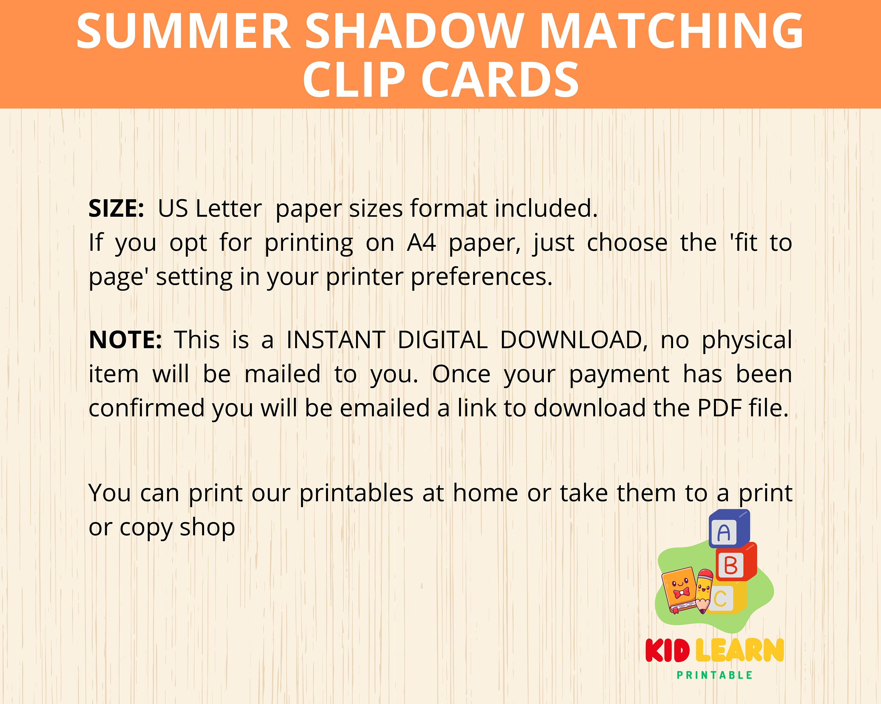 Summer Shadow Clip Cards,silhouette Matching,toddler Summer Matching ...