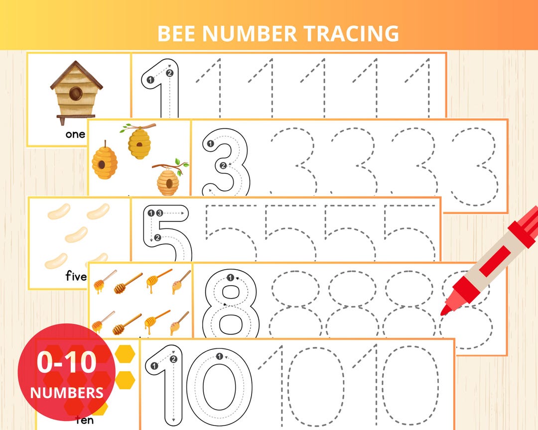 Bee Number Tracing,bee Math Activity,bee Counting Activity,bug ...