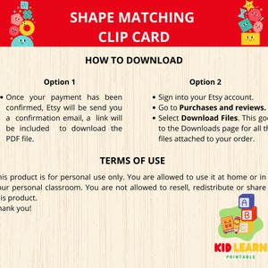 Shapes Sorting Activity,shapes Clip Card,matching Activity,learning ...