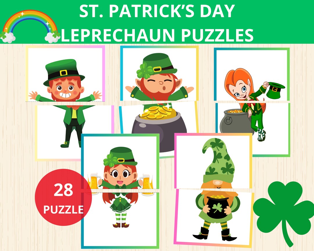 St. Patrick's Day Leprechaun Matching Activity, Leprechaun Puzzles,st ...