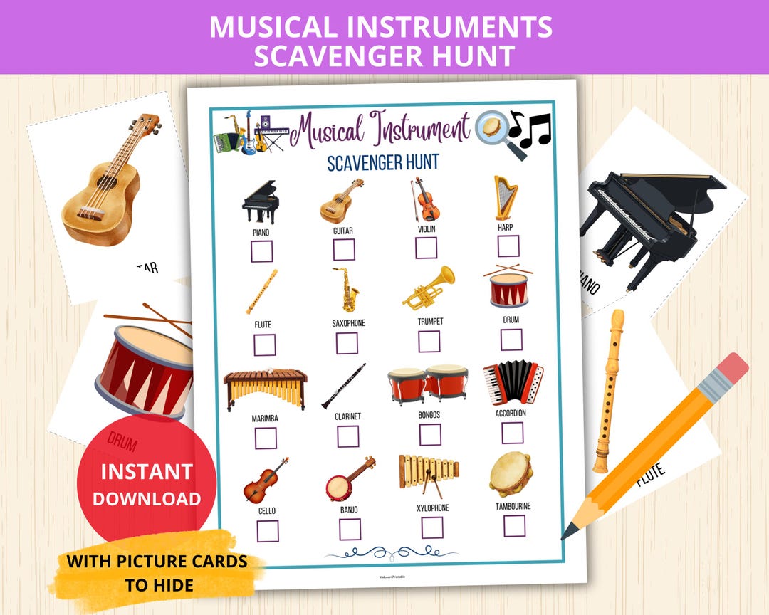 Musical Instruments Scavenger Hunt,music Scavenger Hunt,music Activity ...
