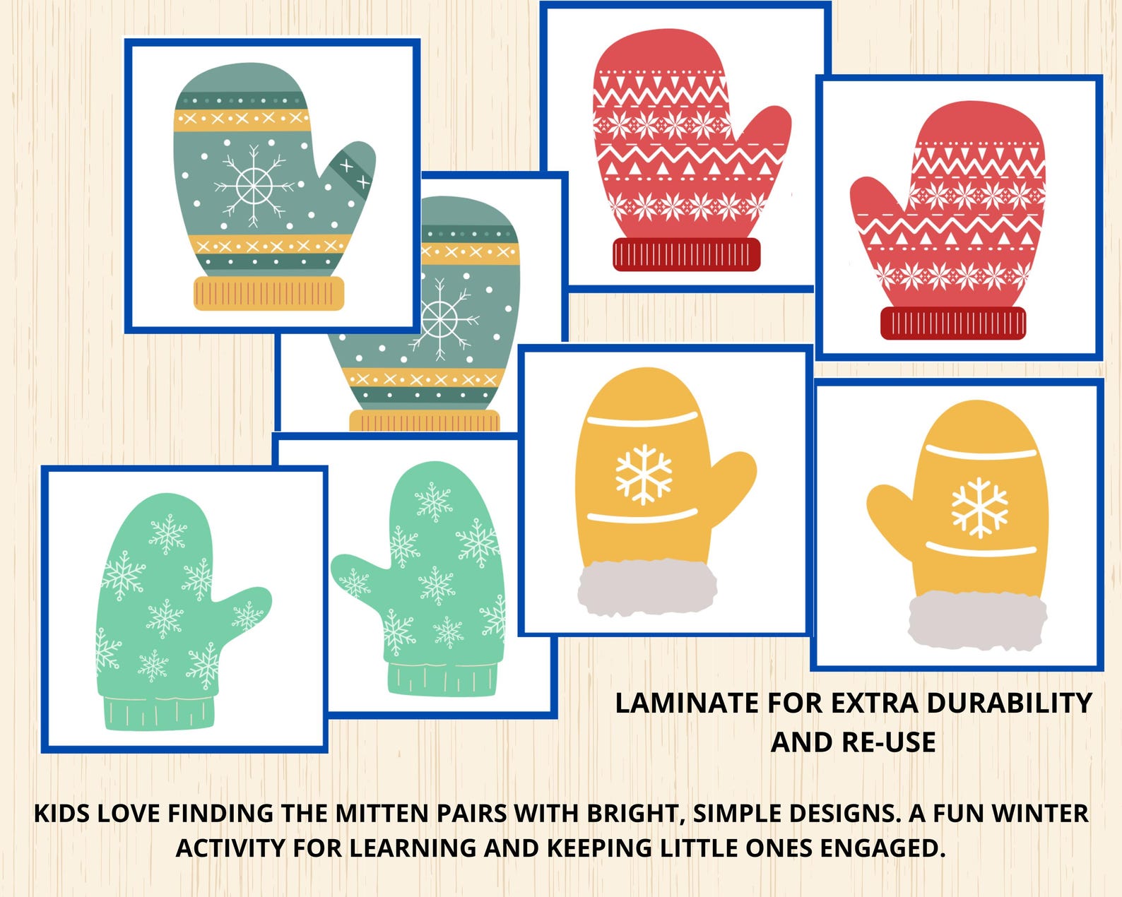 Mitten Matching Game,winter Matching Game,winter Preschool Activity ...