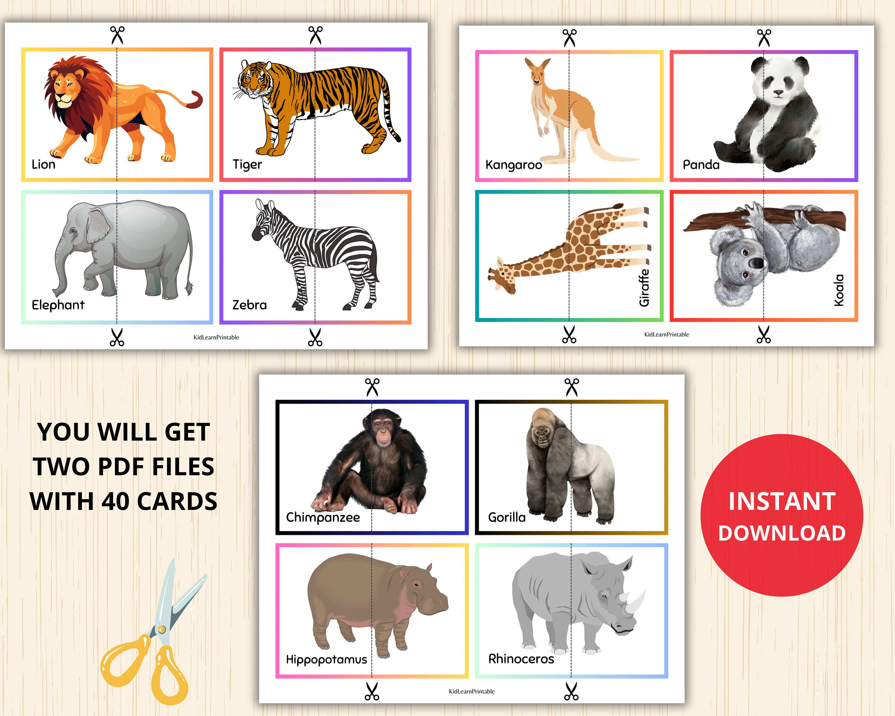 Zoo Animals Matching Game,zoo Animals Puzzle Pairs,puzzle Symmetry ...