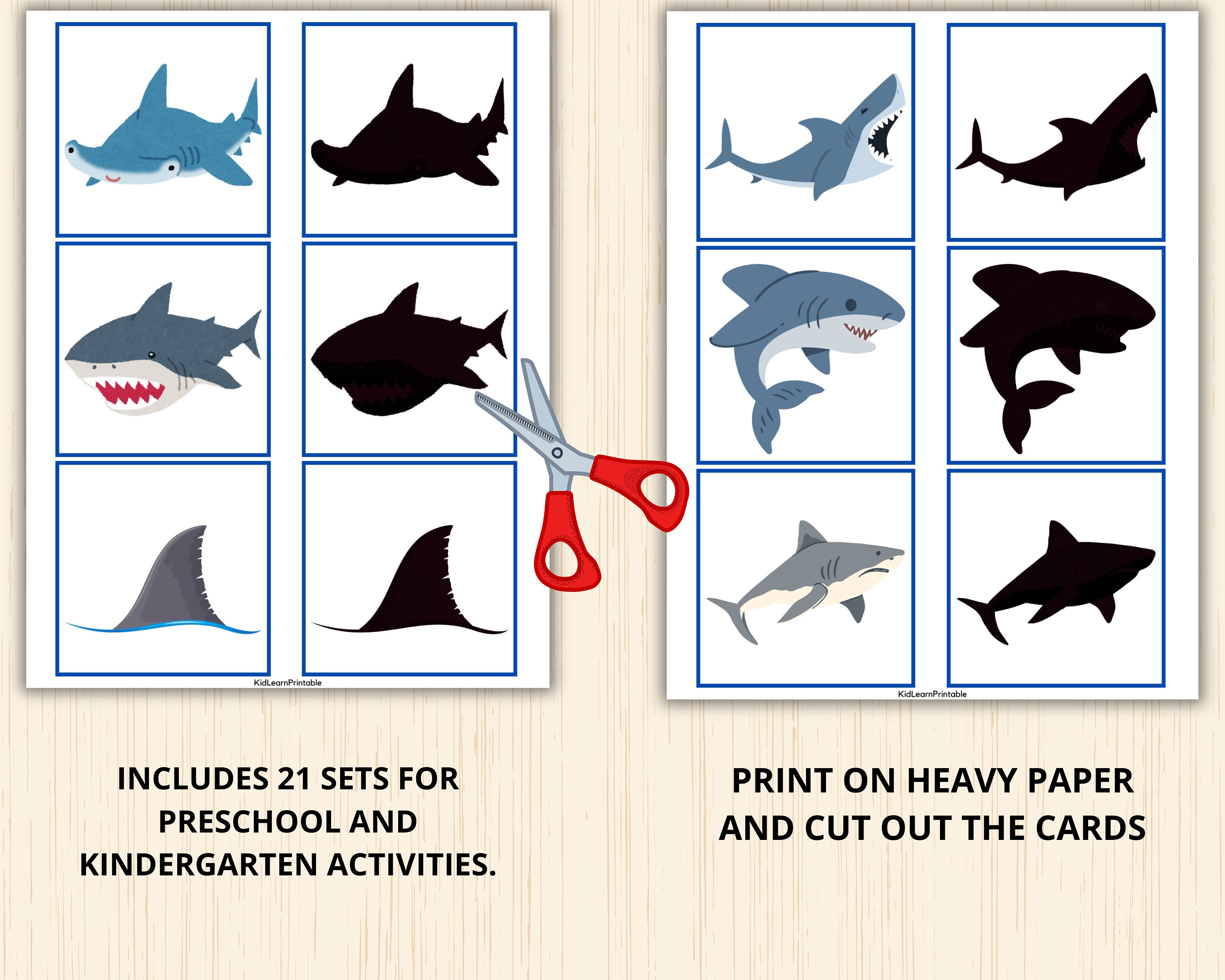 Shark Shadow Matching Game,animals Matching,animal Matching Cards,shark ...