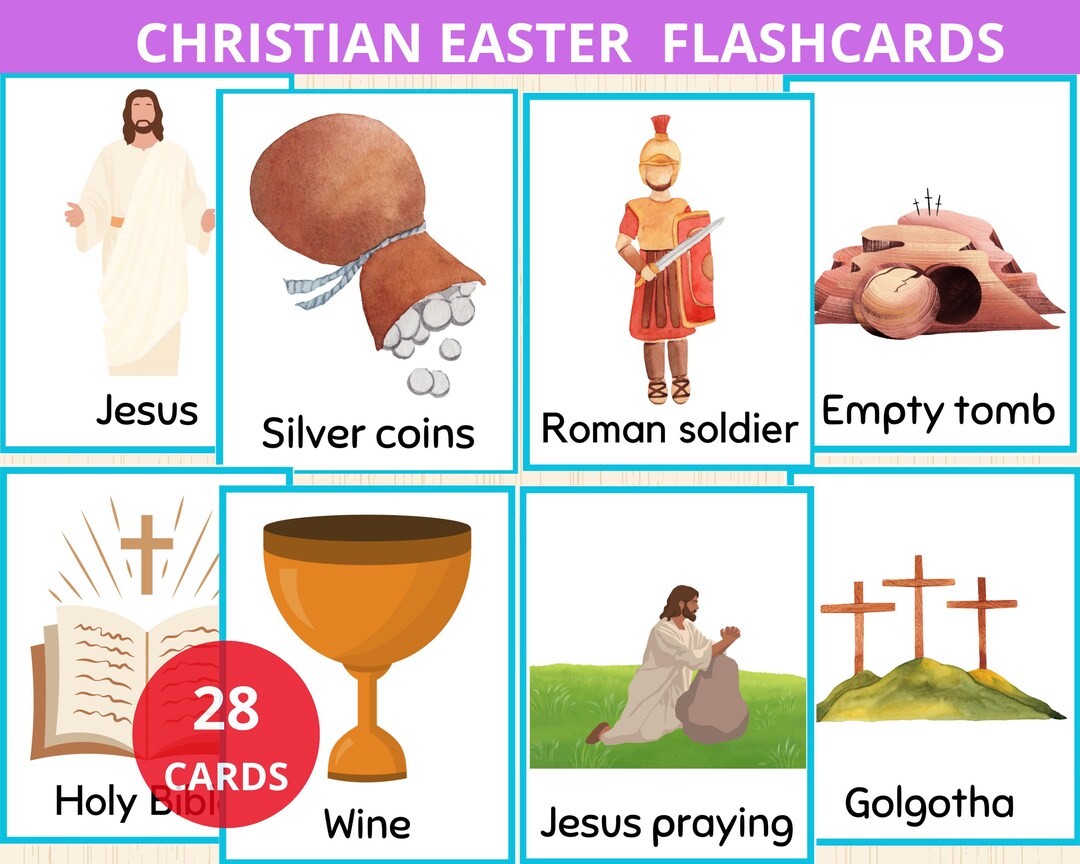 Easter Story Flashcards,religeous Easter Flash Cards,christian Easter ...