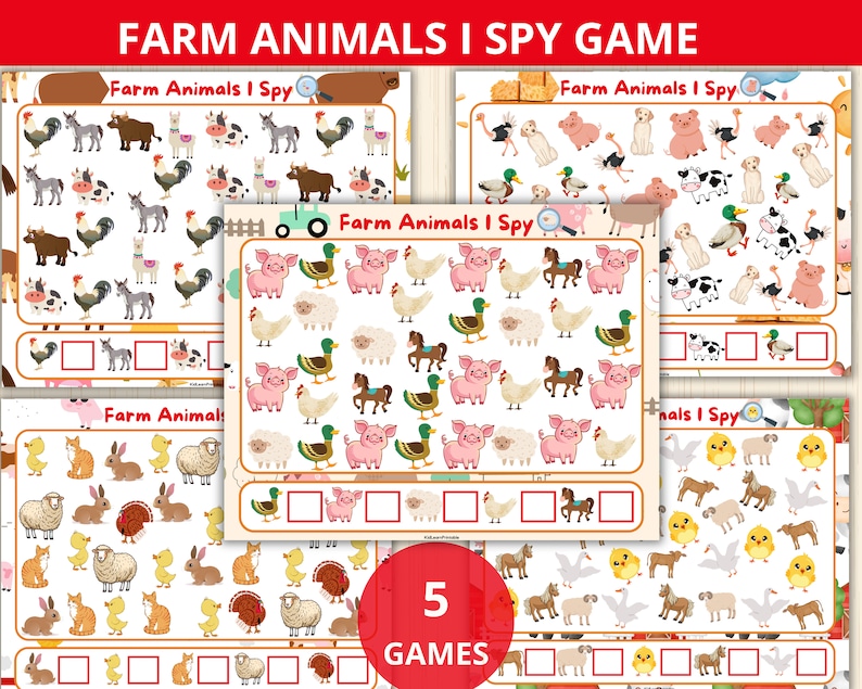 Farm Animal I Spy,counting Activity,look and Find,farm Animals ...