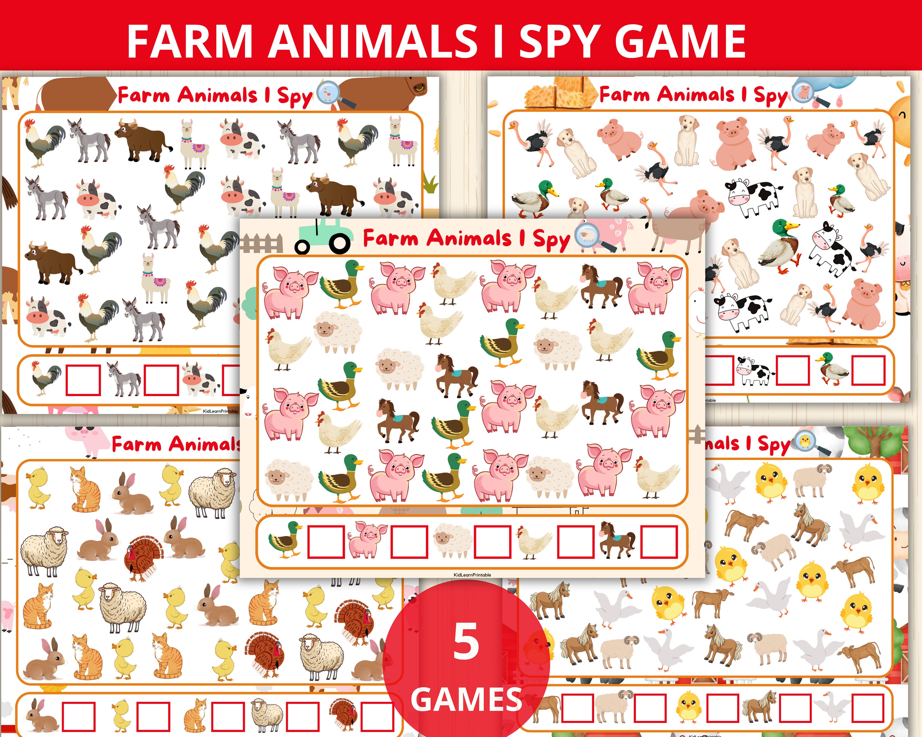 Farm Animal I Spy,counting Activity,look and Find,farm Animals ...