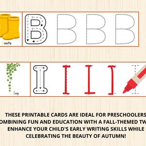 Autumn Alphabet Cards,tracing Letters,fall Letter Tracing,fall Tracing ...