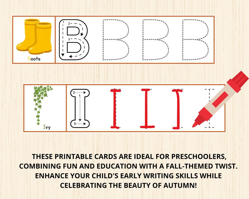 Autumn Alphabet Cards,tracing Letters,fall Letter Tracing,fall Tracing ...