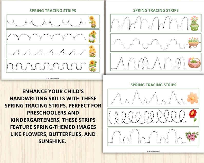 Spring Tracing Practice,tracing Strips,lines Tracing,handwriting ...