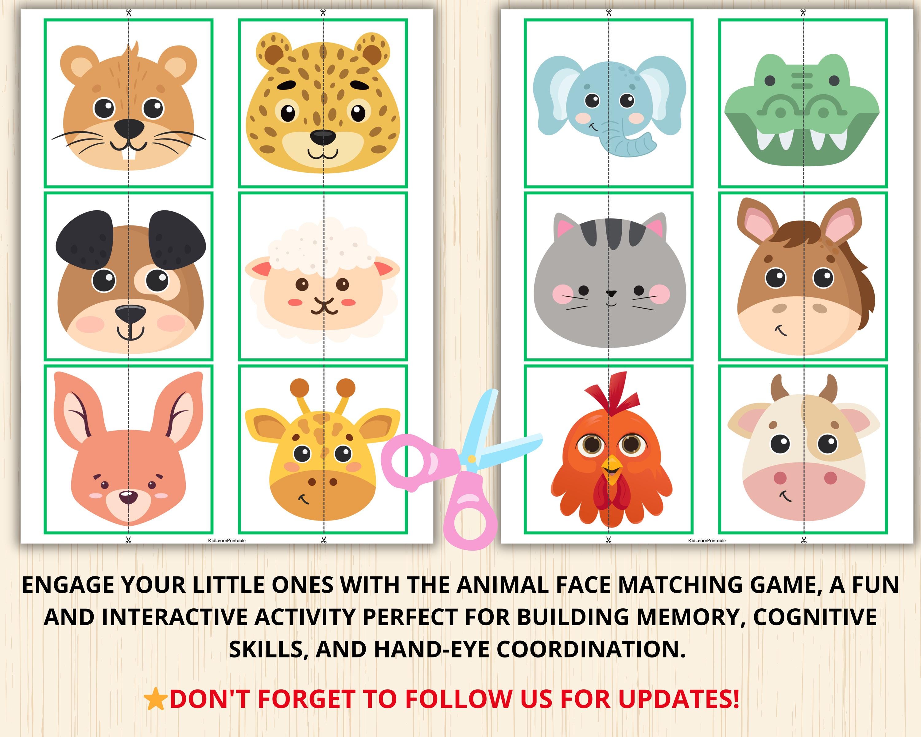 Animals Matching Game for Kids,animals Symmetry Puzzle,animals Puzzle,2 ...