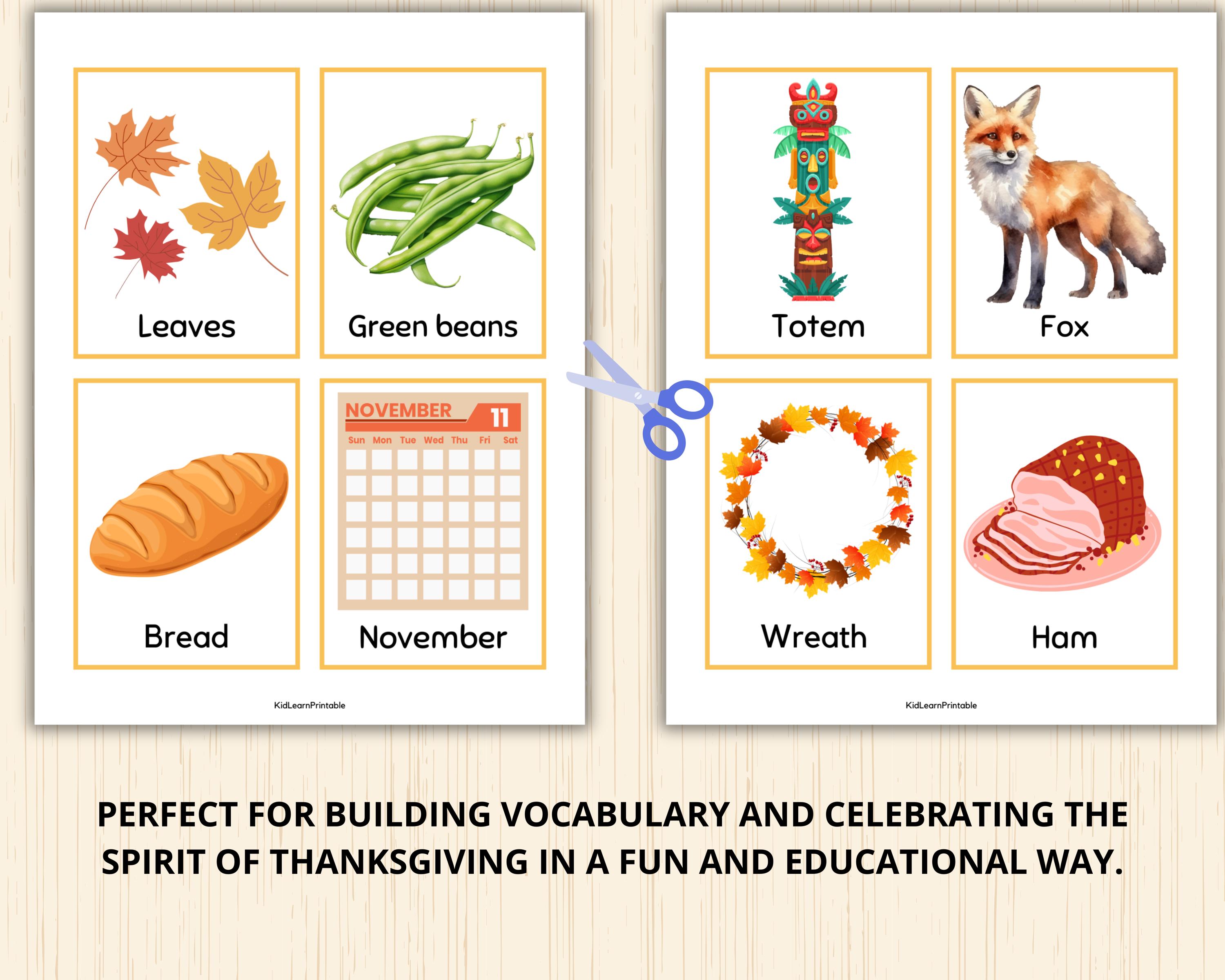 Thanksgiving Vocabulary Flashcards,thanksgiving Words,thanksgiving ...