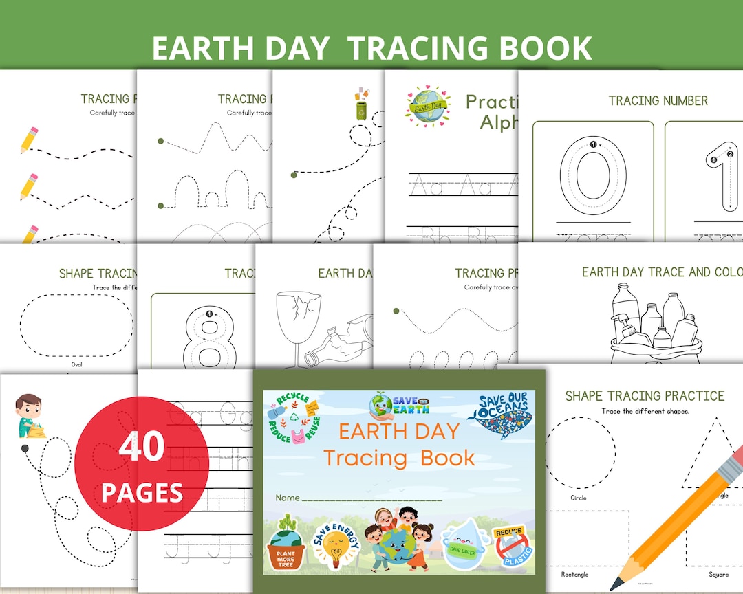 Earth Day Tracing Worksheets,earth Day Preschool Tracing,handwriting ...