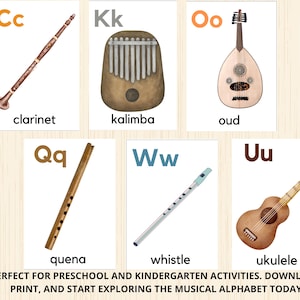 Musical Instruments Alphabet Cards,music Instruments Flashcards,music ...