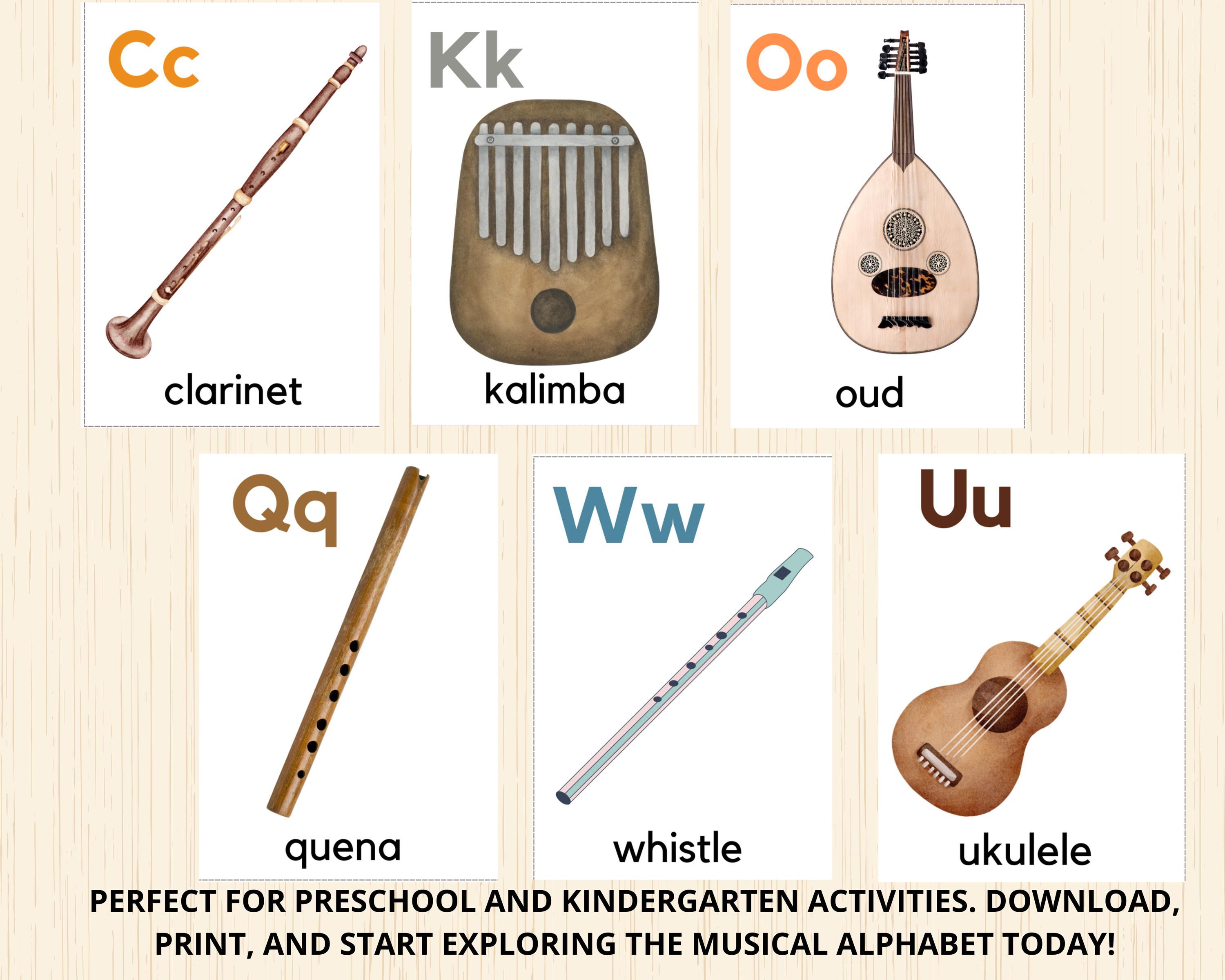 Musical Instruments Alphabet Cards,music Instruments Flashcards,music ...