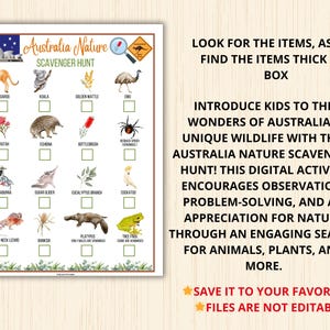 Australia Scavenger Hunt,australian Nature Hunt,australian Activity ...