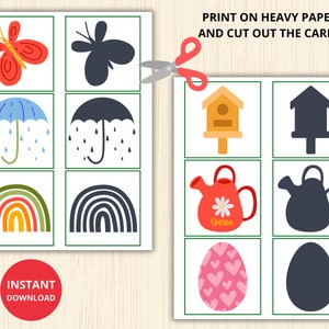 Spring Shadow Matching Cards, Spring Shadow Matching Activity ...